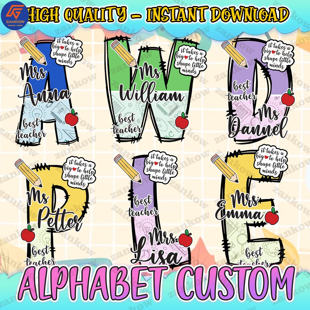 Custom Name Teacher PNG Bundle, Back to School Png, School Supplies Png ...