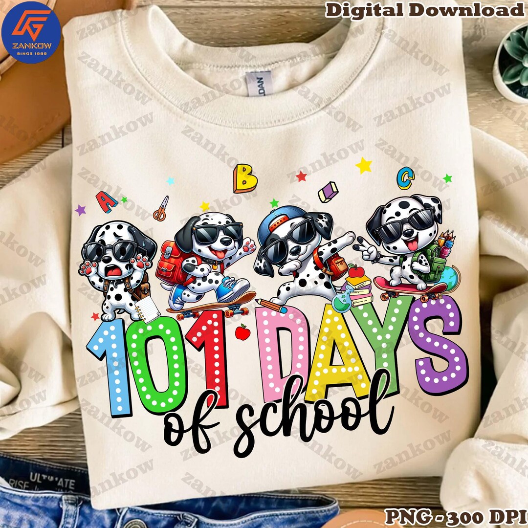 101 Days of School Dalmatian Dog Png, Happy Dalmatian 100th Day of ...