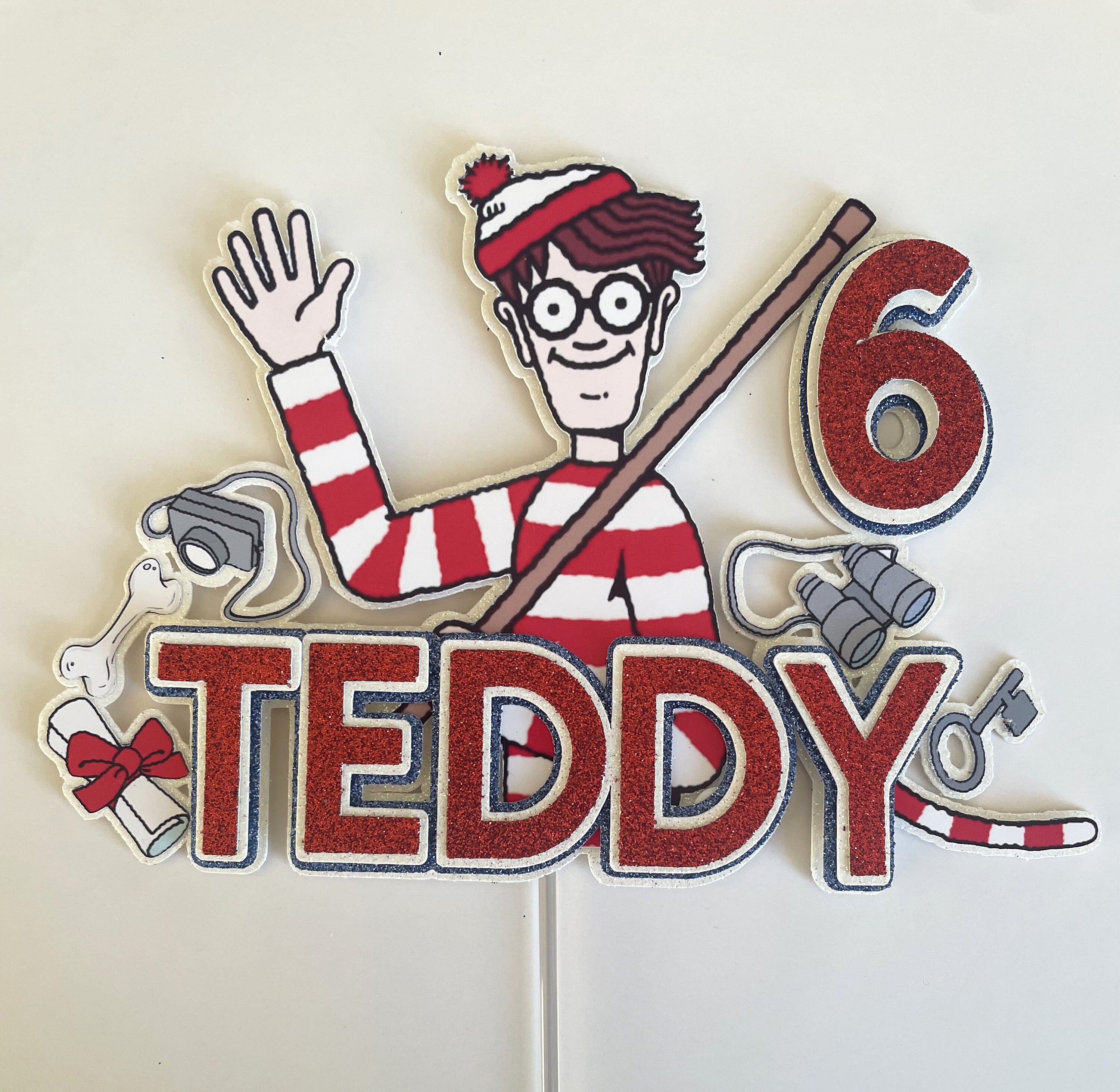 Wheres Wally Cake Topper - Personalised Name and Age - Etsy UK