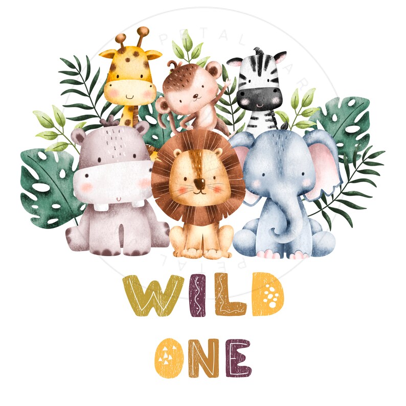 Wild One Digital Download Watercolour Safari Birthday First Birthday ...