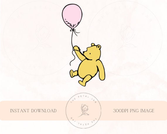 Classic Winnie the Pooh Pink Balloon Digital Download Original Pooh ...