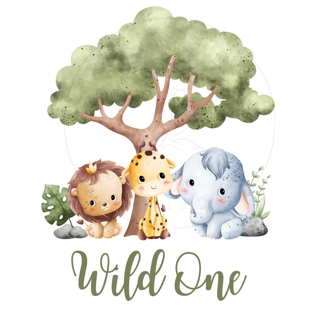 Wild One Digital Download Watercolour Safari Birthday First Birthday ...