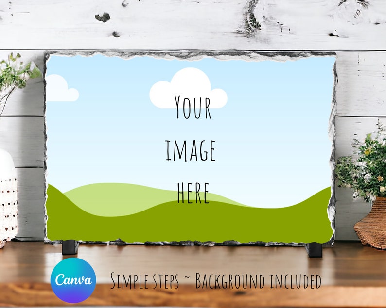 Rectangular Photo Slate Mock-up Digital Download Canva Frame ...