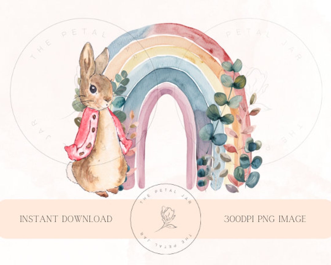 Watercolour Rainbow Flopsy Easter Bunny Digital Download Easter Bunny ...