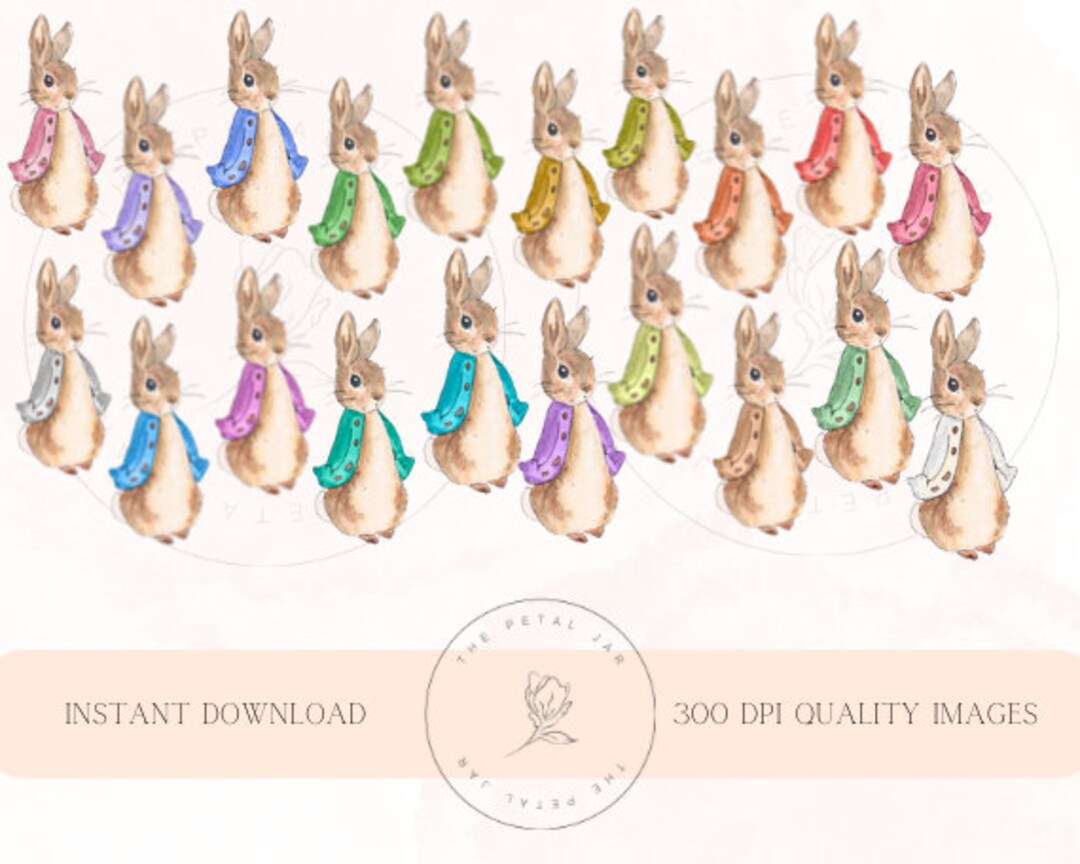 20 Peter Rabbit Bunny PNG Bundle Digital Download Bunny Sublimation ...