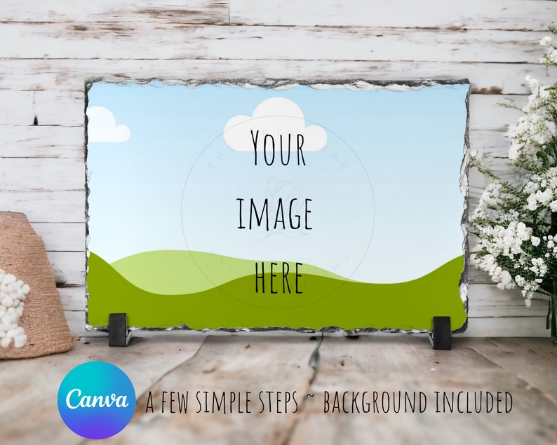 Rectangular Photo Slate Mock-up Digital Download Canva Frame ...