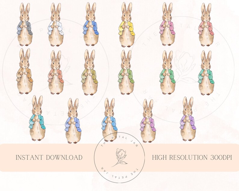 Bundle 17 Classic Peter Rabbit Bunny PNG Bundle Digital Download Bunny ...