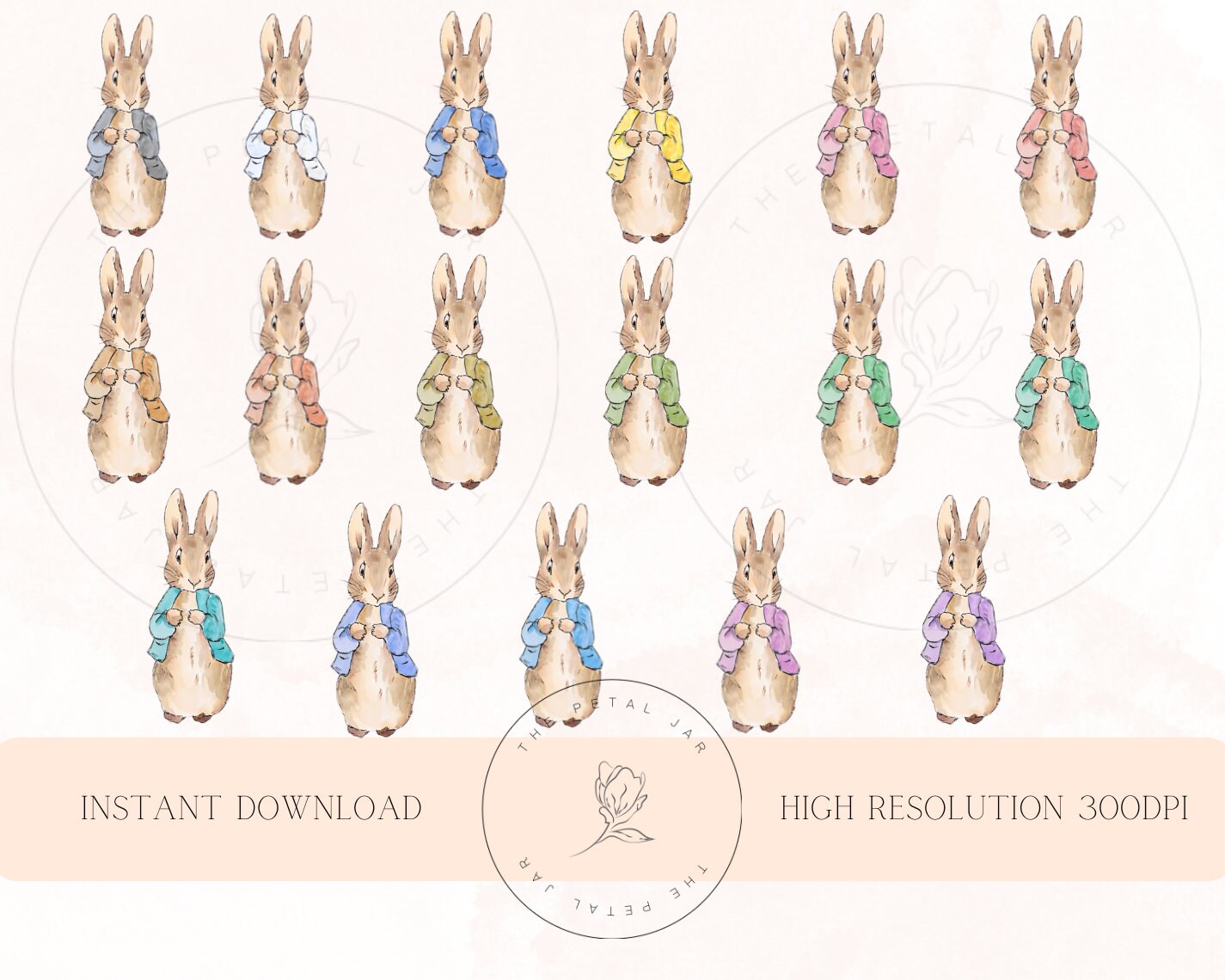 Bundle 17 Classic Peter Rabbit Bunny PNG Bundle Digital Download Bunny ...