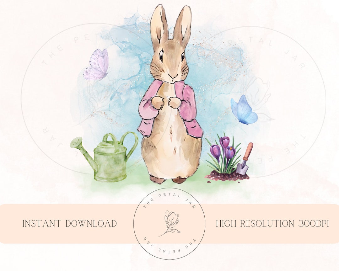 Watercolour Alcohol Ink Peter/ Flopsy Bunny Spring Flowers Digital ...