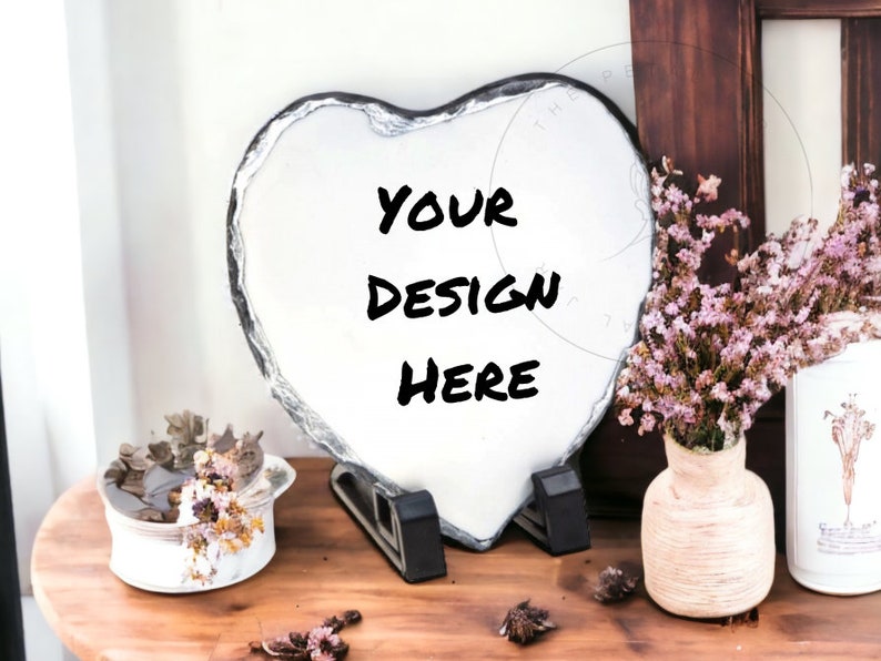 Heart Shape Photo Slate Mock-up Digital Download Sublimation Blank ...