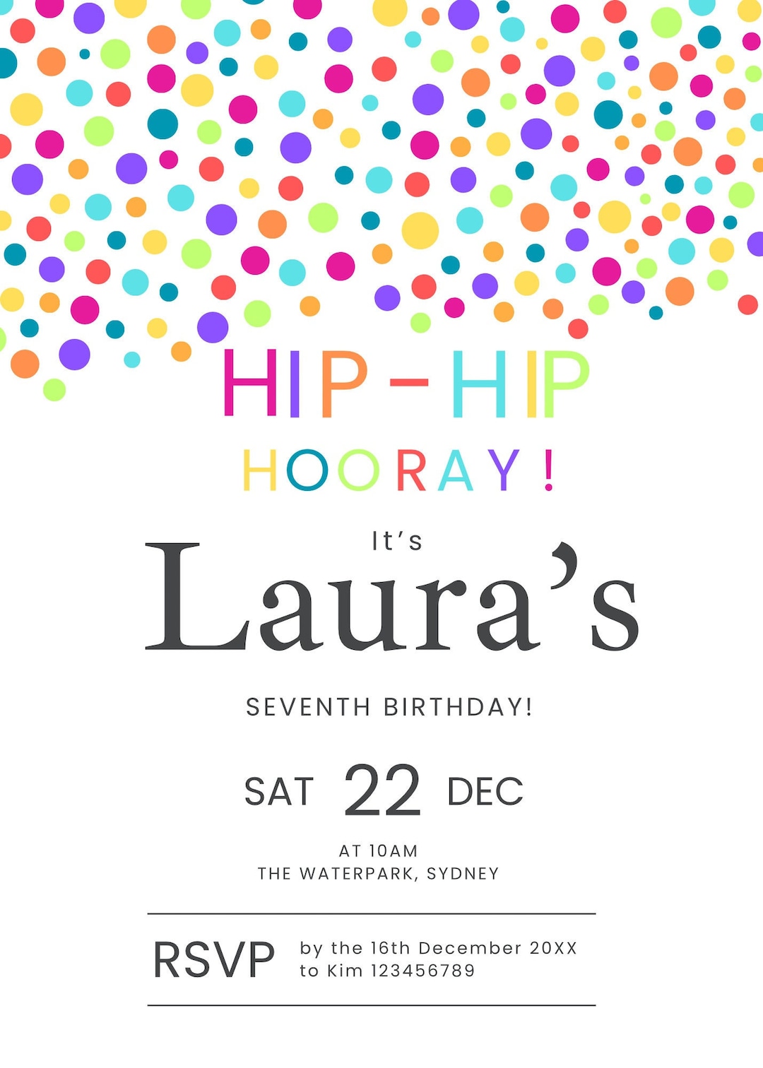 Editable Template Hip Hip Hooray Polka Dots Canva Instant - Etsy