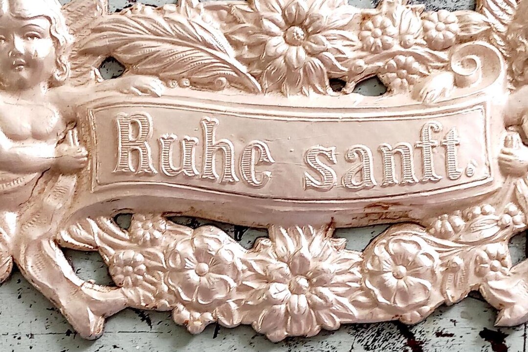 Rest in Peace Angel Plaque Sign... Antique Cardboard Decoration Dresden ...