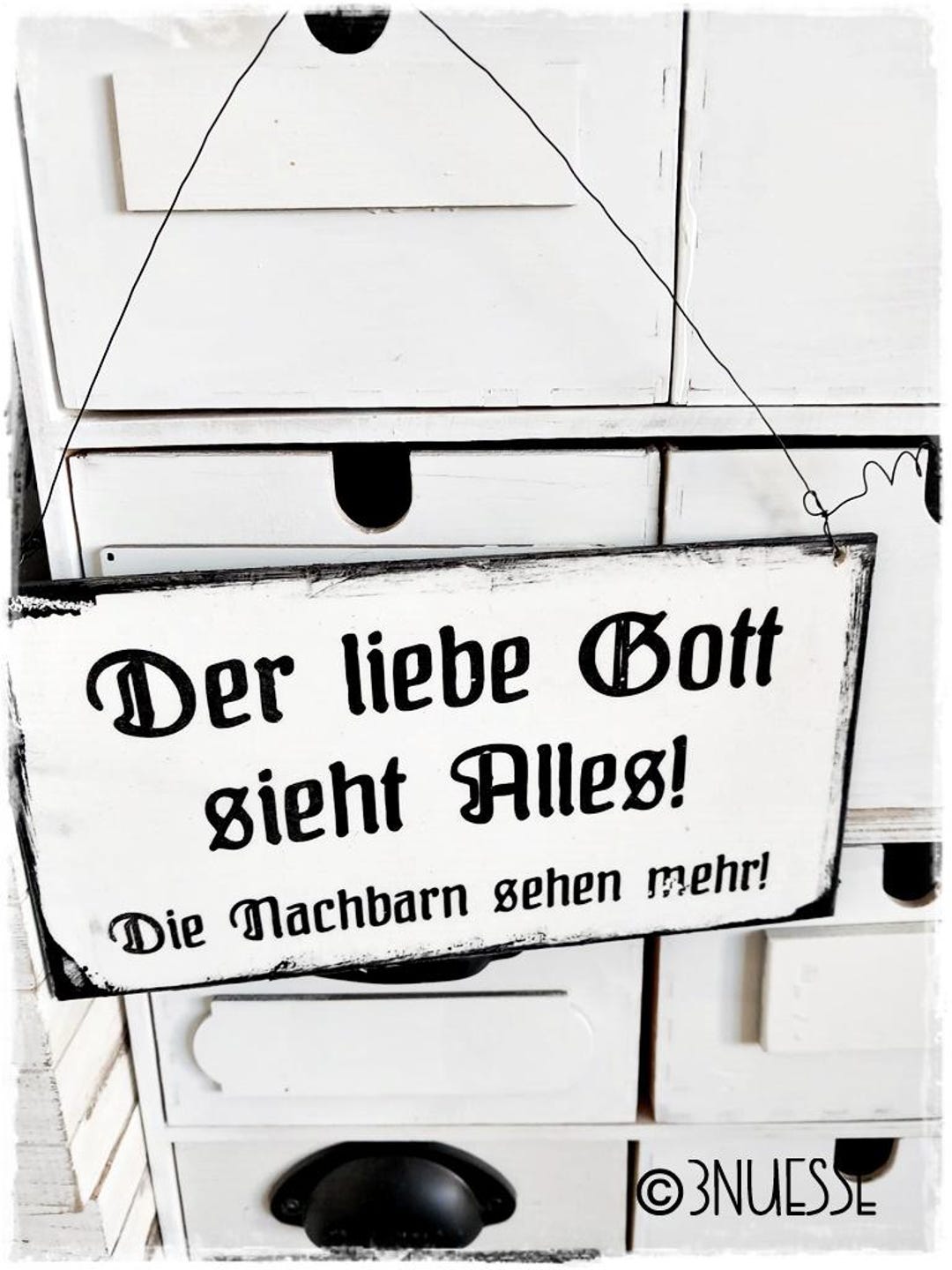 God Sees Everything... the Neighbors See More / Wooden Sign in Enamel ...