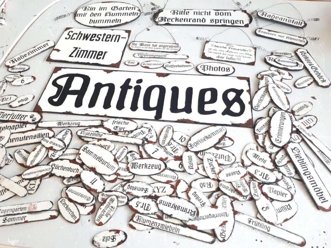 16 Signs in MIX / Shabby Fake Enamel Sign Wooden Sign - Etsy