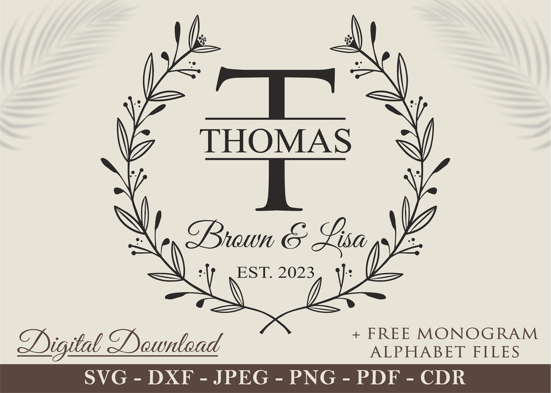 Floral Wreath Monogram SVG Bundle: Wedding, Kitchen (digital Download ...