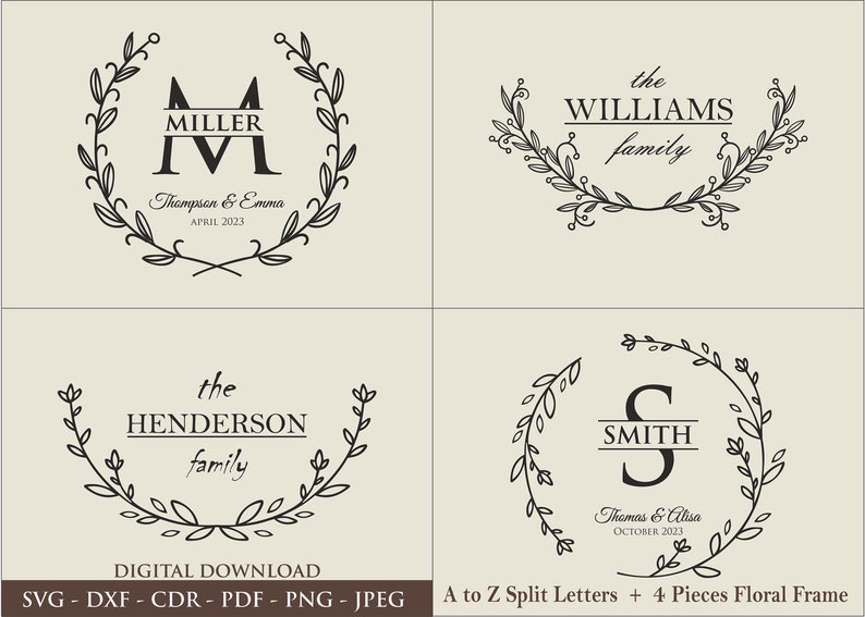 Family Name Svg I Cutting Board Svg I Monogram Alphabet I Wedding ...