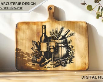 Wine and Cheese Svg I Charcuterie Board Svg I Cutting Board Svg I Vintage Badge Charcuterie Svg ...