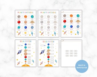 Solar System Matching Game, Planets Activity, Space Learning Binder ...