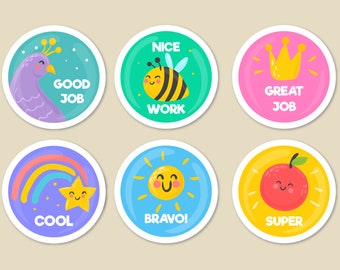 Kids Stickers Printable, Motivational Messages for School, Kids Digital ...