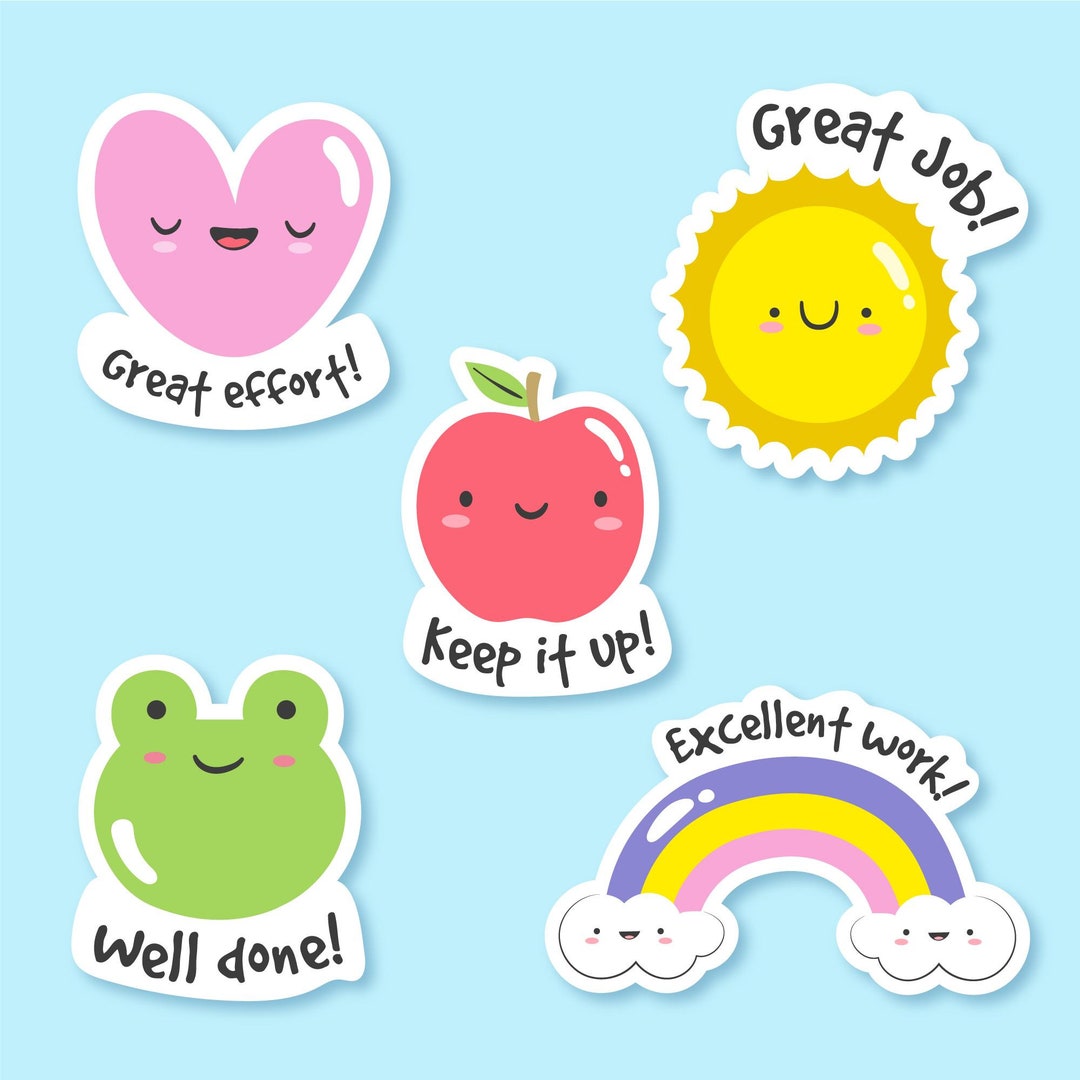 Kids Stickers Printable, Motivational Messages for School, Kids Digital ...