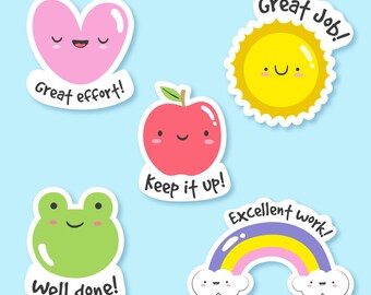 Kids Stickers Printable, Motivational Messages for School, Kids Digital ...