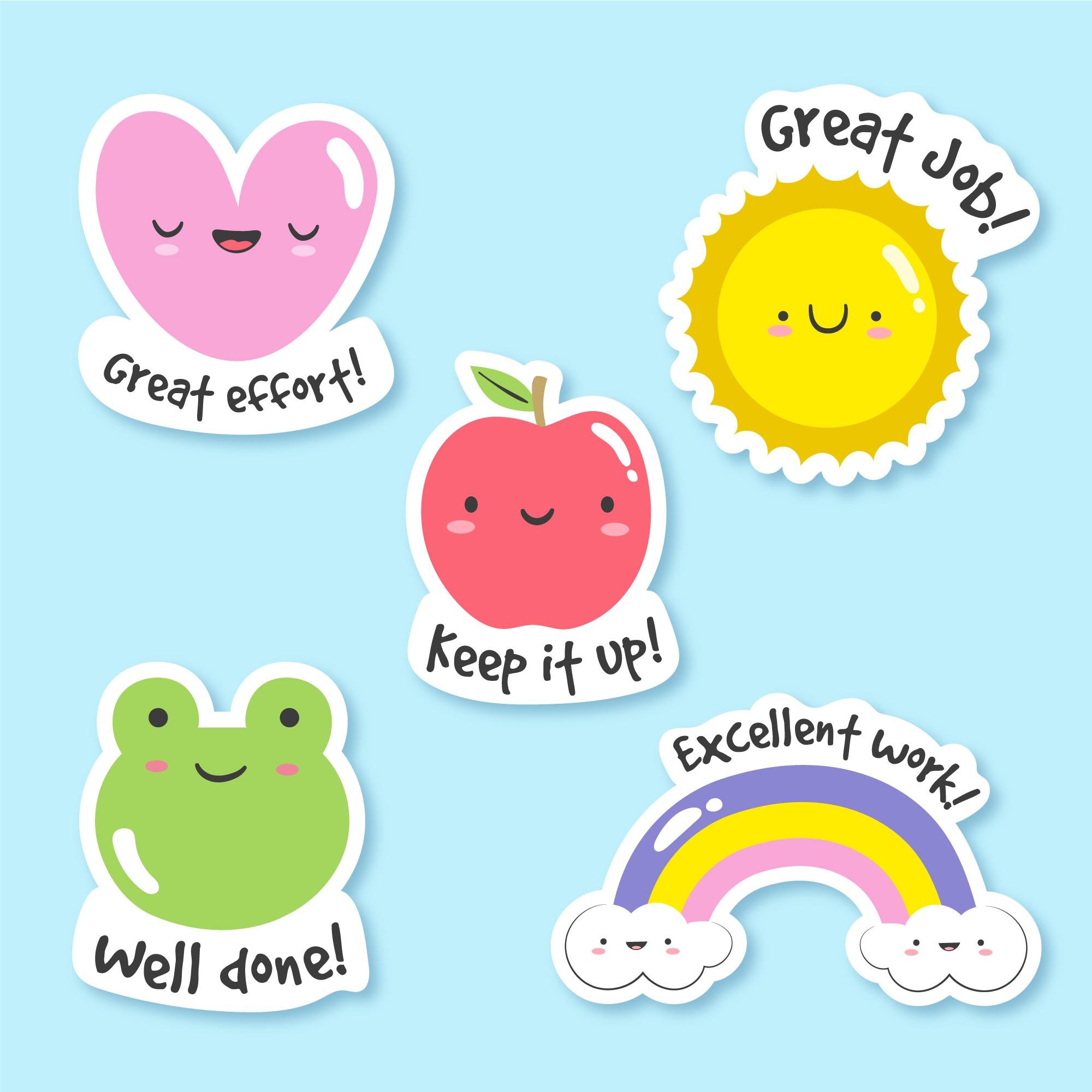 Kids Stickers Printable, Motivational Messages for School, Kids Digital ...