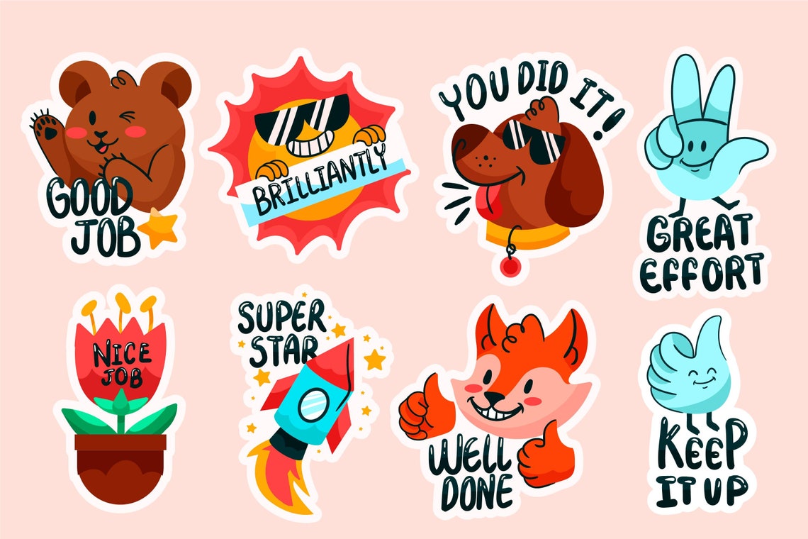 Kids Stickers Printable Motivational Messages for School - Etsy