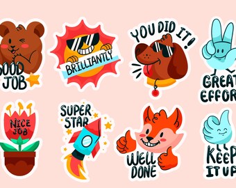 Kids Stickers Printable Motivational Messages for School - Etsy