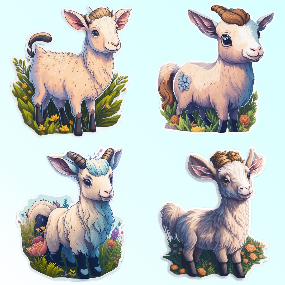 Printable Cute Goat Stickers, Cute Goat PNG, Cute Goat Digital, High ...