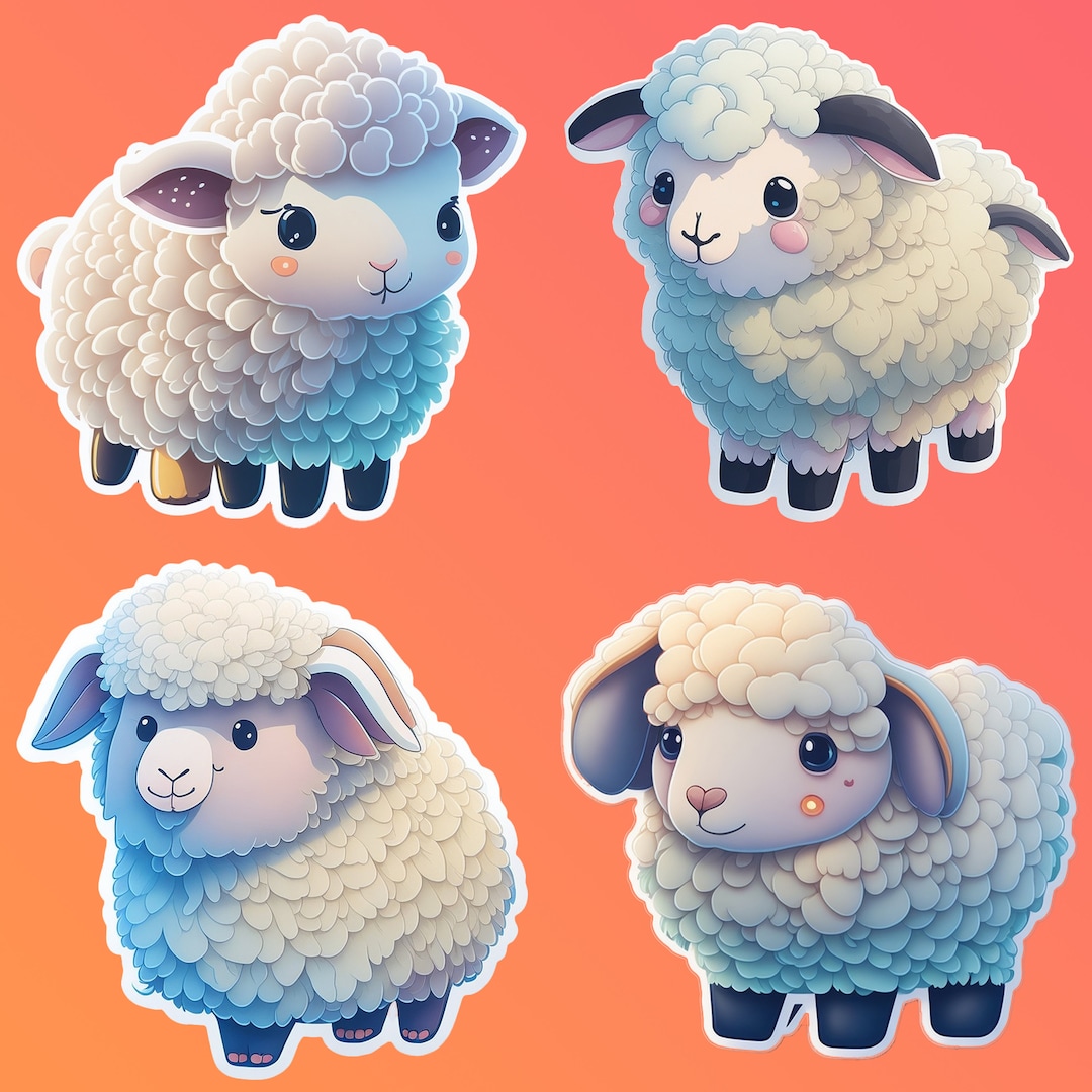 Cute Sheep Stickers, Printable Sheep Stickers, Cute Sheep Clipart, Cute ...