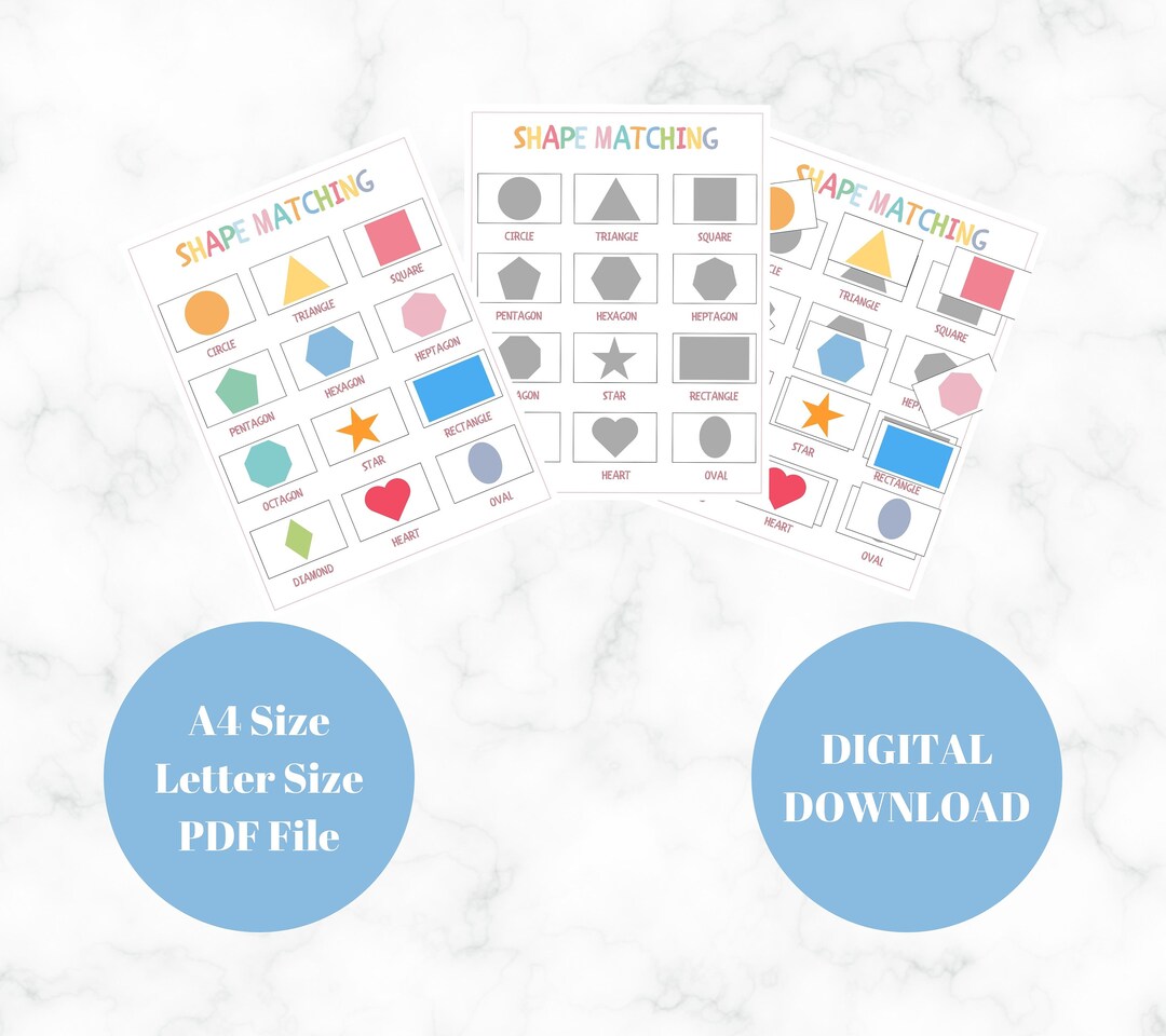 Shape Matching Game Geometric Shapes Activity Shape Learning - Etsy