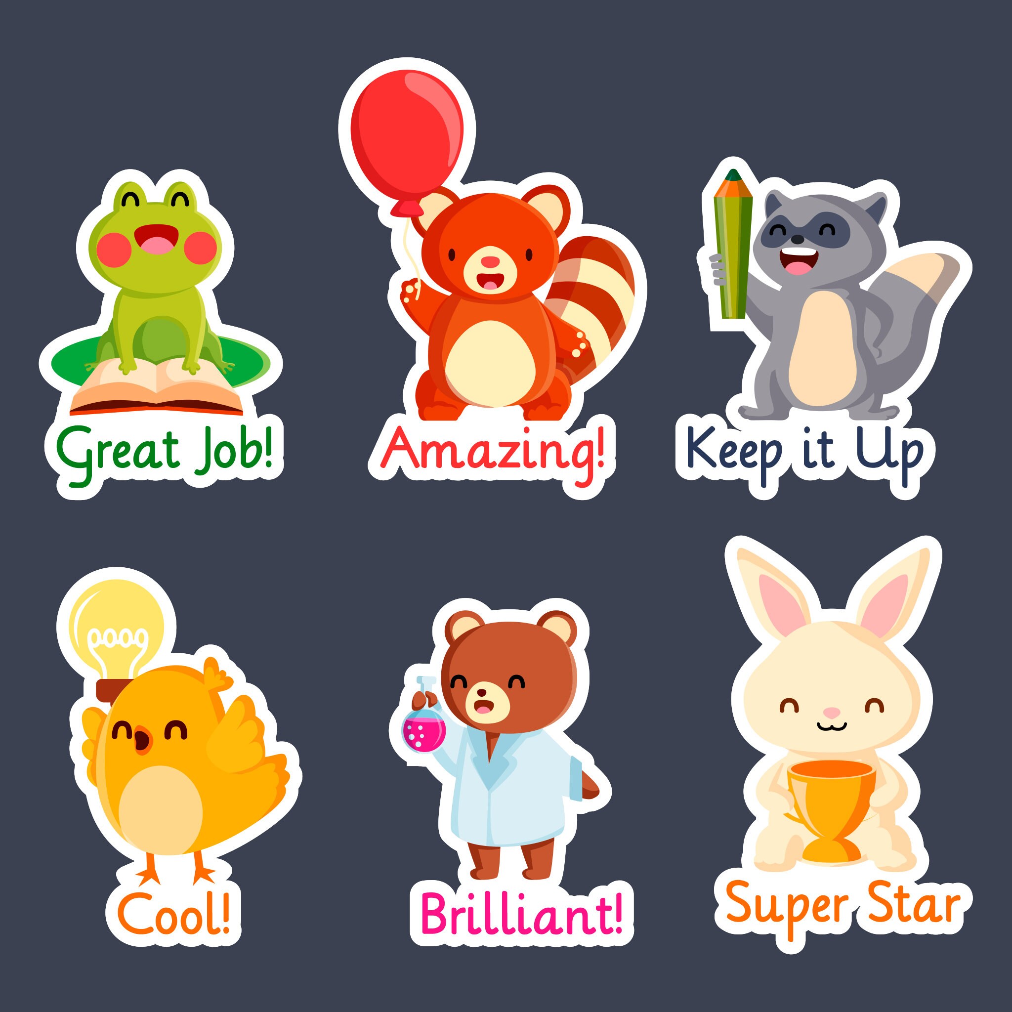 Kids Stickers Printable, Motivational Messages for School, Kids Digital ...