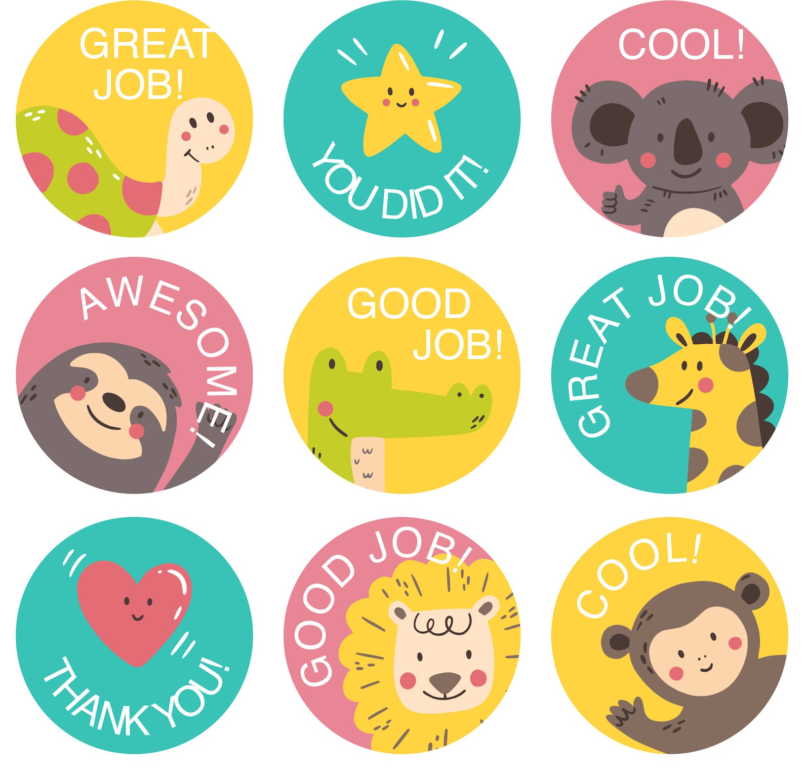 Kids Stickers Printable, Motivational Messages for School, Kids Digital ...