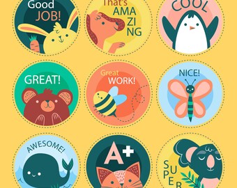Kids Stickers Printable, Motivational Messages for School, Kids Digital ...