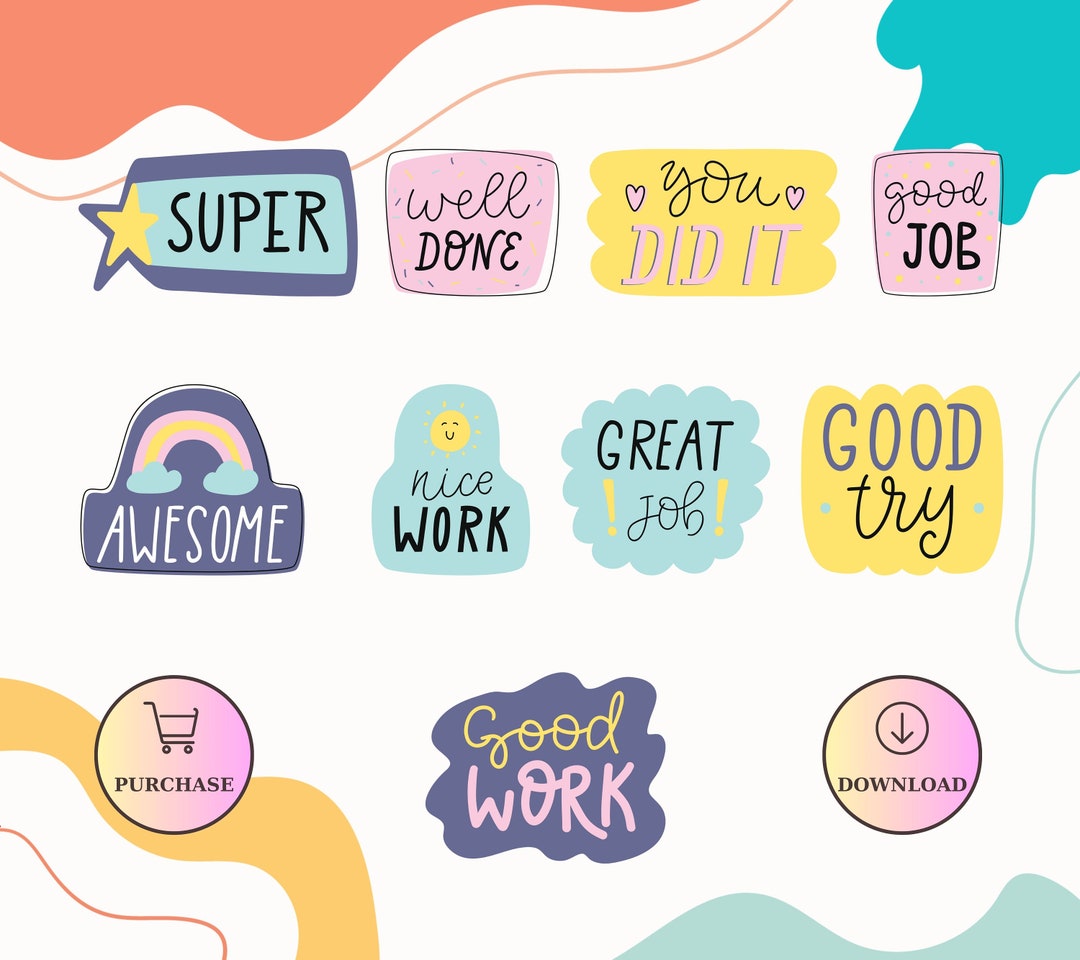 Kids Stickers Printable Motivational Messages for School - Etsy