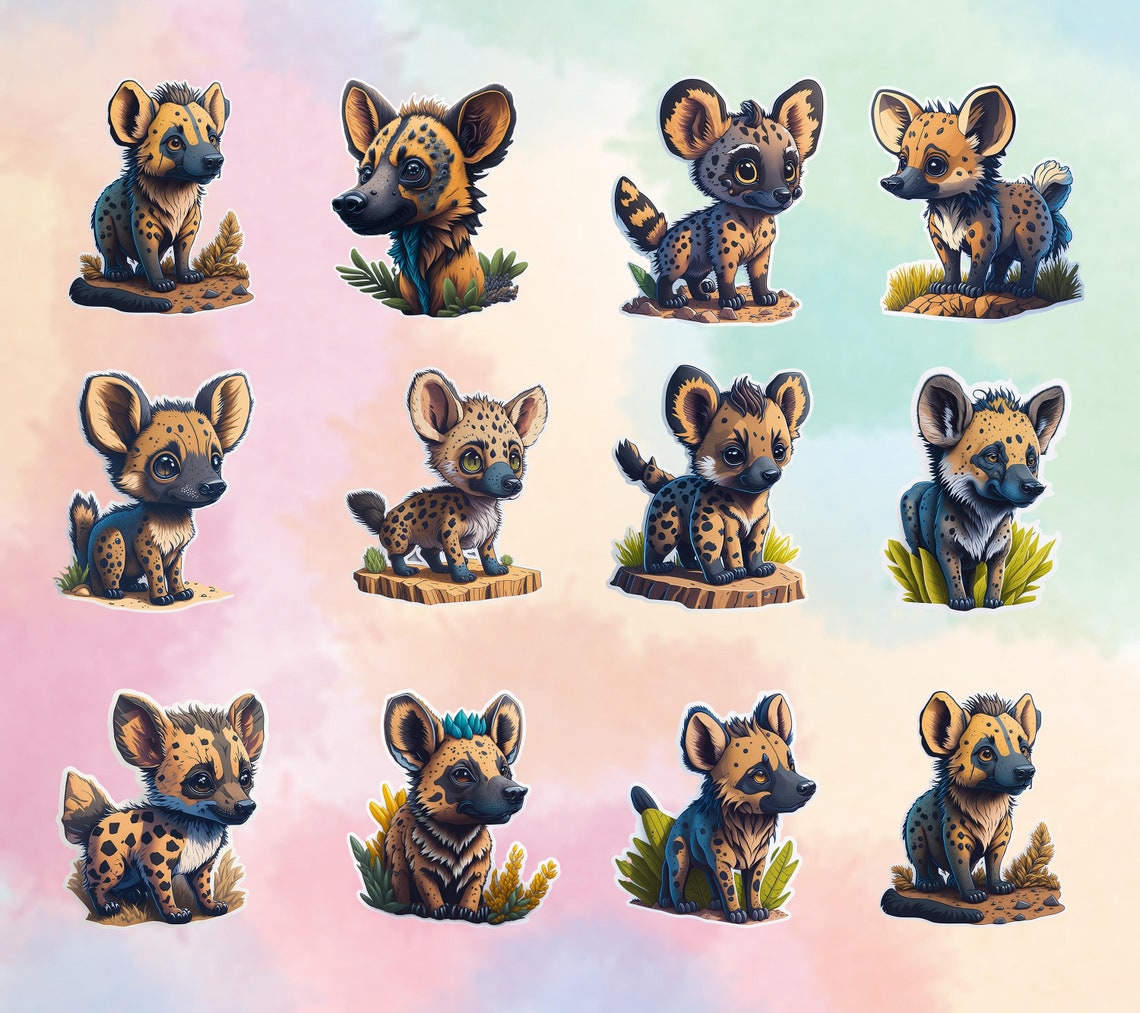 Cute Hyena Sticker Bundle Cute Hyena PNG Cute Hyena Digital - Etsy UK