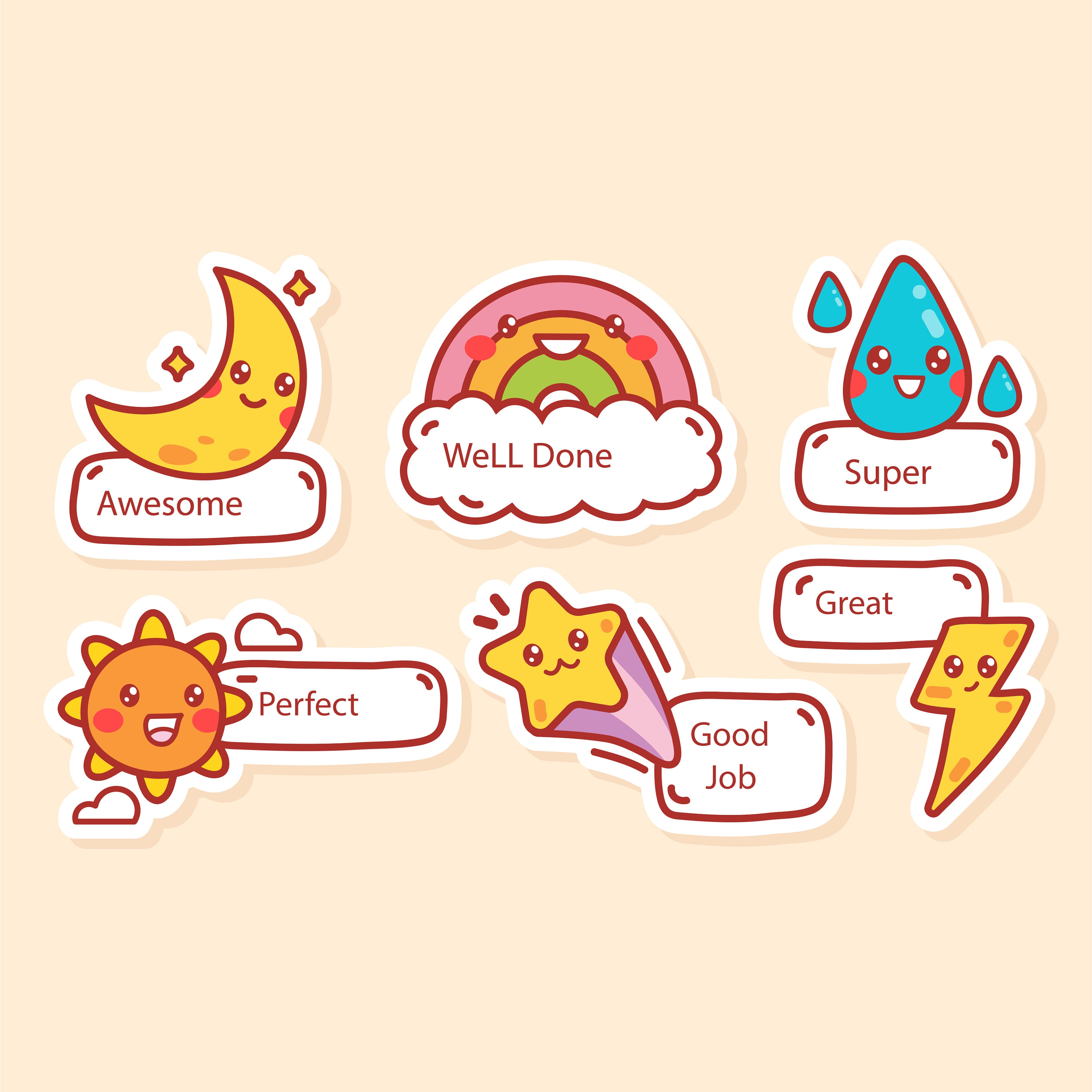 Kids Stickers Printable, Motivational Messages for School, Kids Digital ...