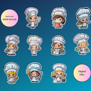 Cute Chef Sticker, Printable Cute Chef, Cute Chef Clipart, Cute Chef ...