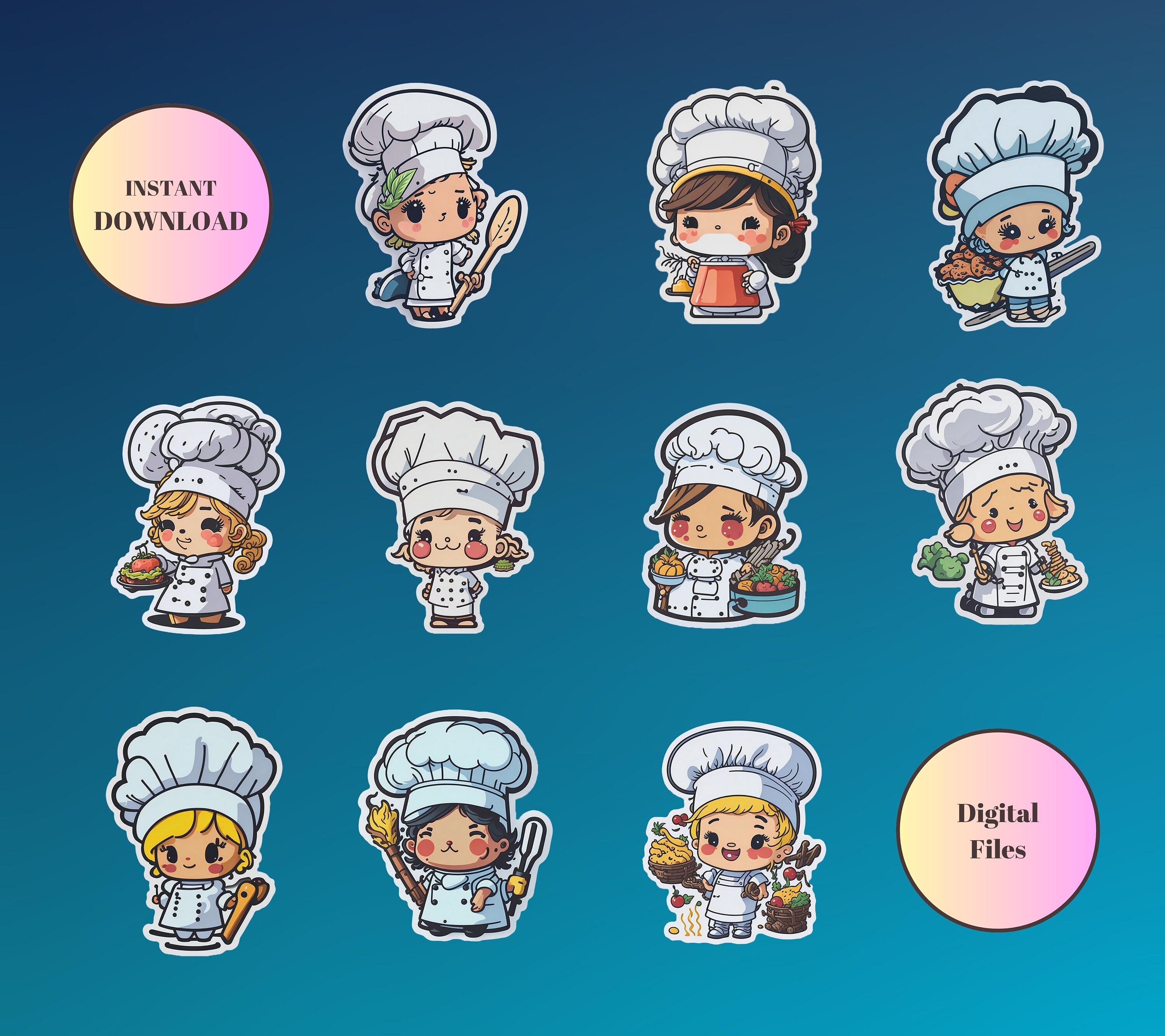 Cute Chef Sticker, Printable Cute Chef, Cute Chef Clipart, Cute Chef ...