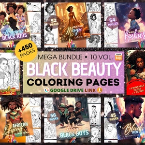 Mega Bundle Black Beauty | 450+ Coloring Pages, Black Magic Love, Black ...