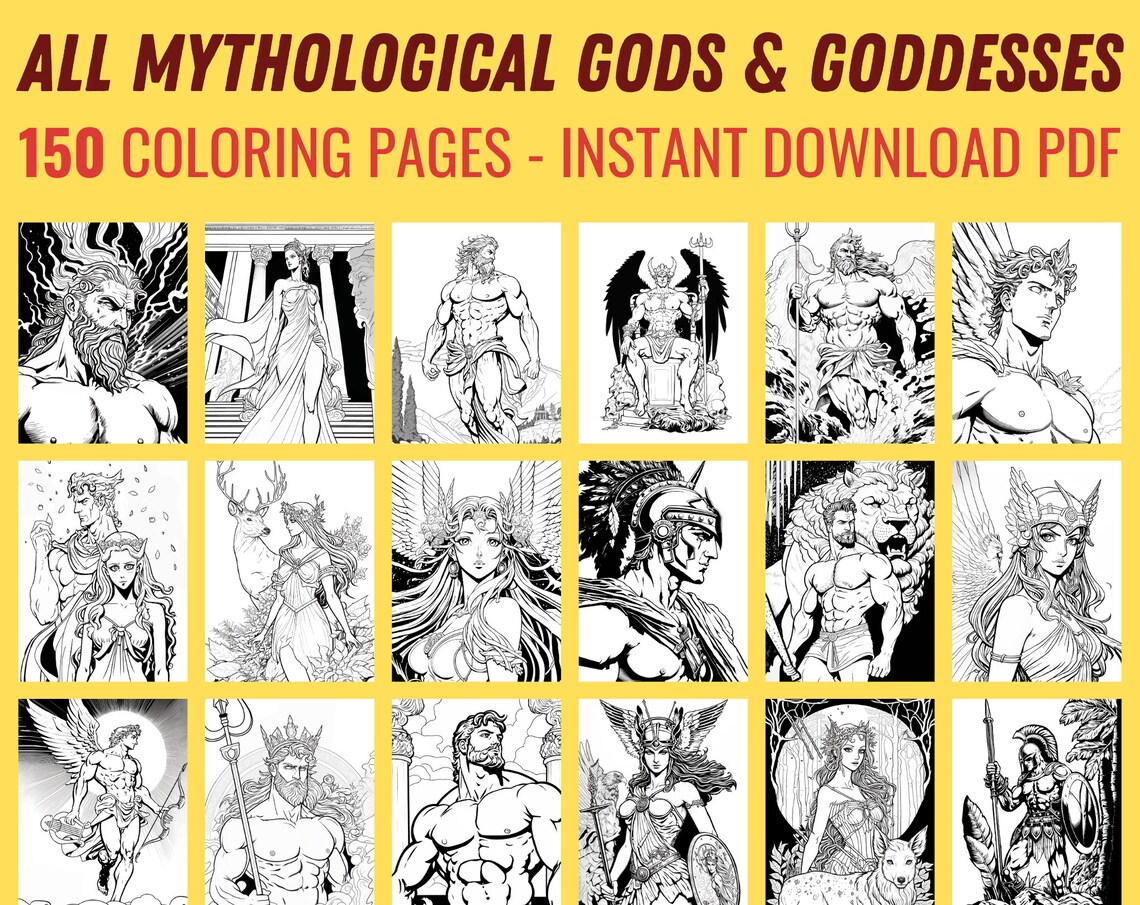 150 Mythological Coloring Pages Greek Mythology Bundle - Etsy