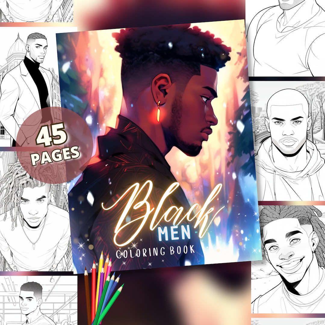 Black Men Coloring Book: 45 Black Boy Magic Art Pages (printable PDF ...