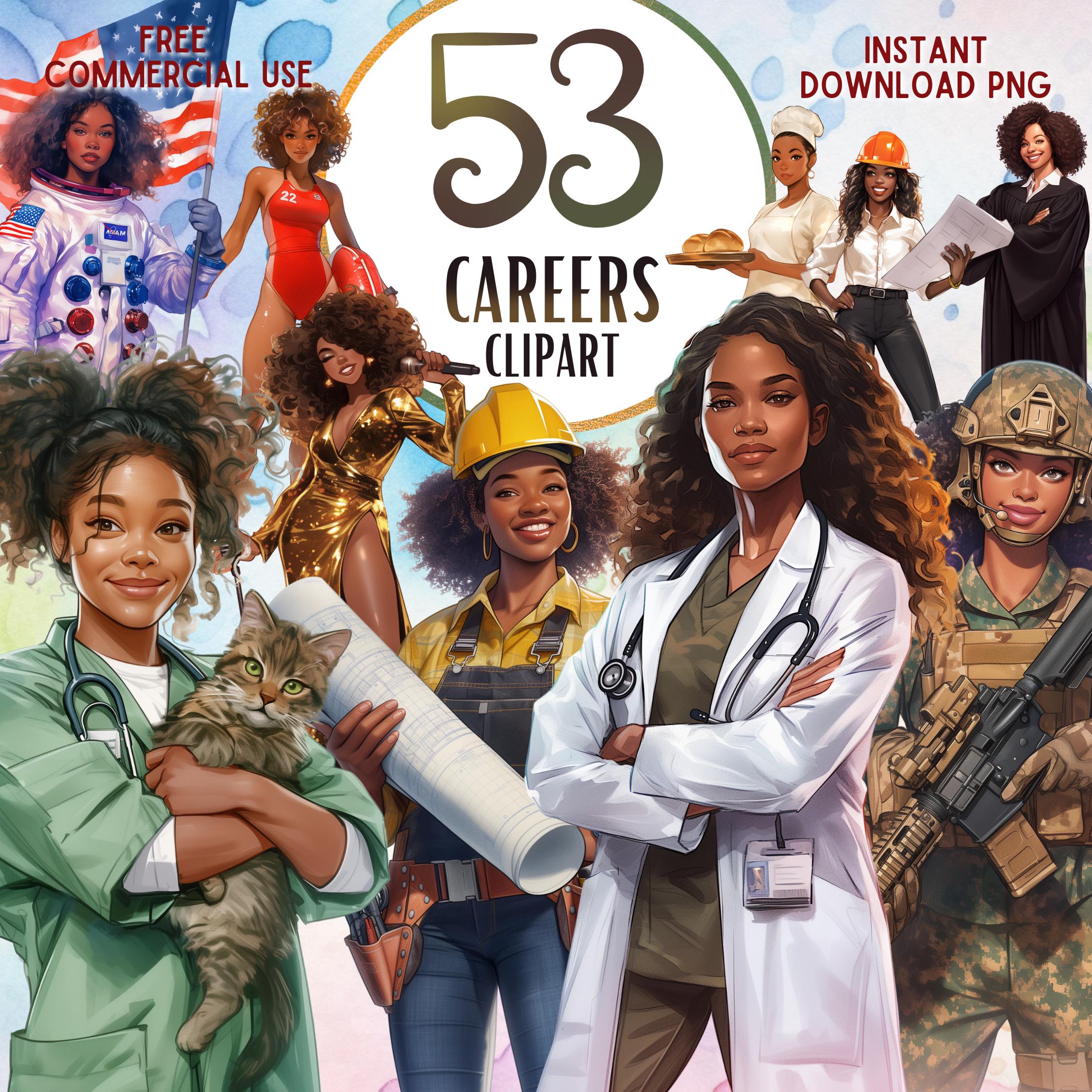 Black Women Careers Clipart: Watercolor Job Illustrations (PNG Digital ...