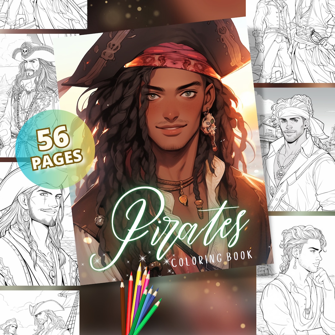 Pirates Coloring Pages | 56 Pirate Men, Anime Pirate PDF, Digital ...