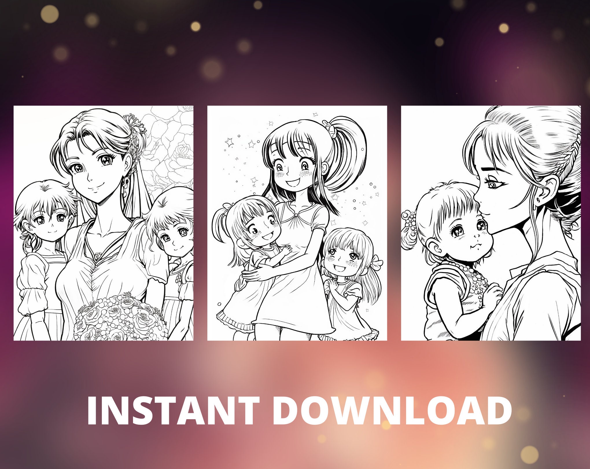 Mother's Day Coloring Pages Vol.02 Adults & Kids, 20 Coloring Pages ...