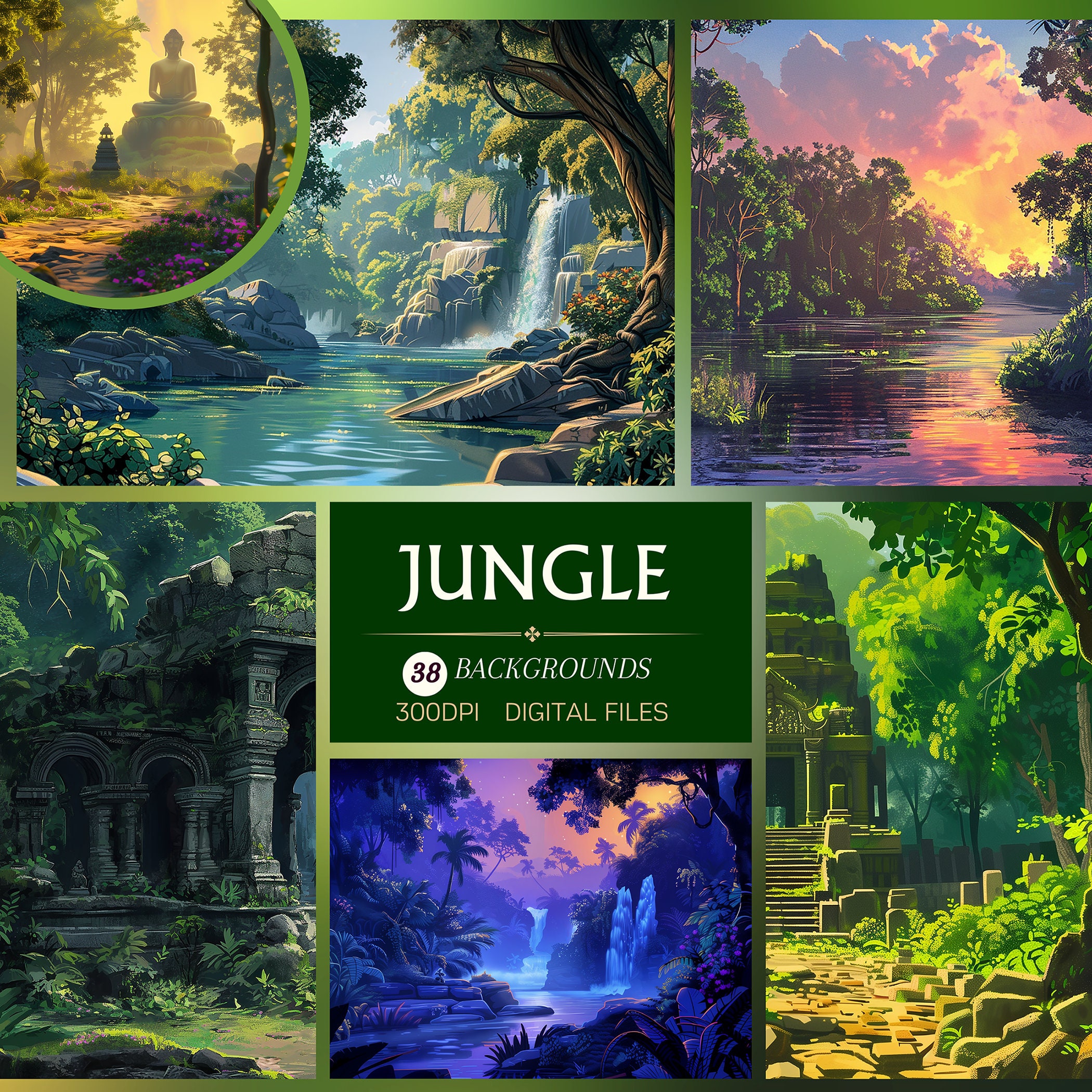 Jungle Digital Backgrounds Set 38 High Resolution Files for ...