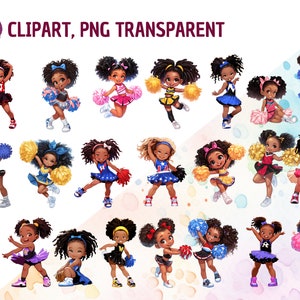 Black Girls Cheerleader Clipart: Afro Kids PNG Bundle (34 Files) - Etsy