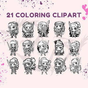 Chibi Warrior Kawaii Girls | 21 Coloring Pages for Girls, Coloring Book ...