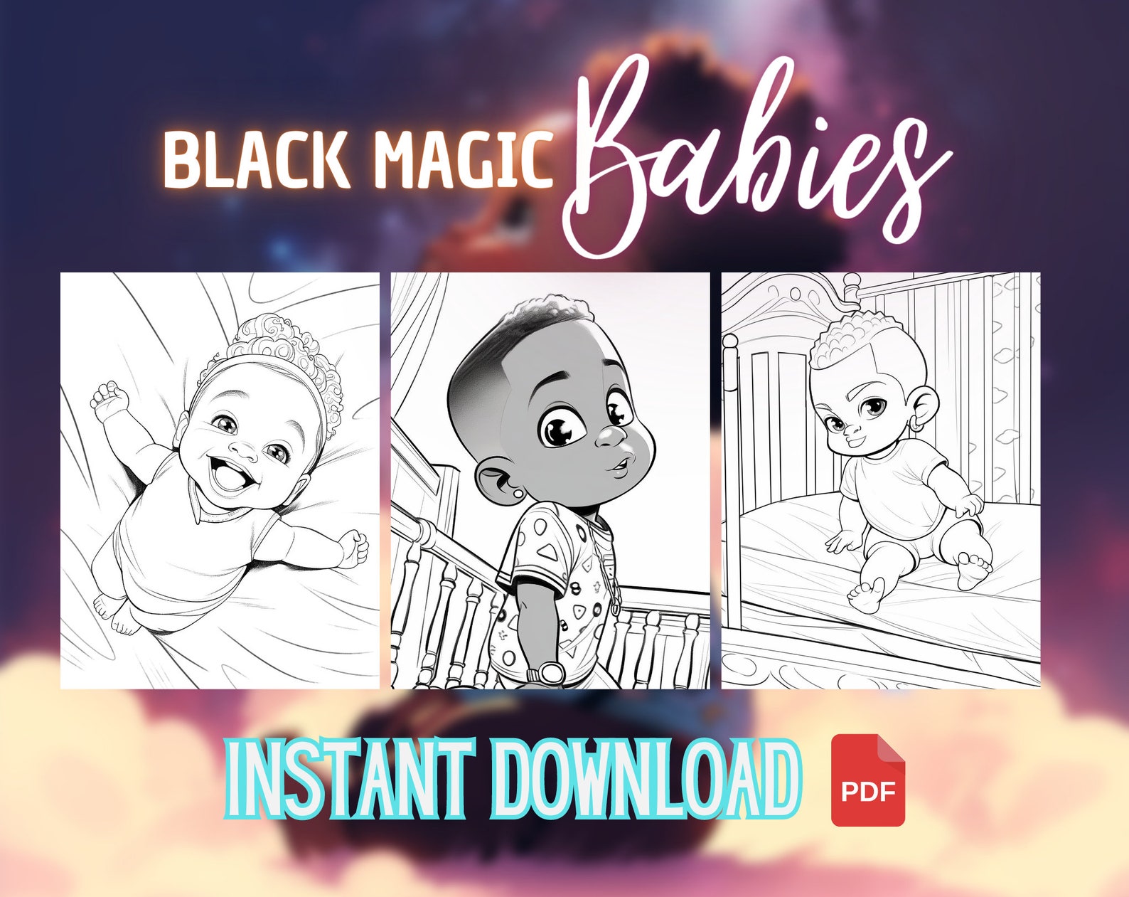 Black Magic Babies Coloring Pages 54 Black Kids Black - Etsy