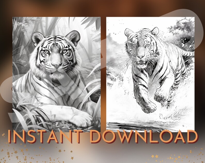 21 Realistic Tigers Coloring Book Adult and Kids Coloring - Etsy